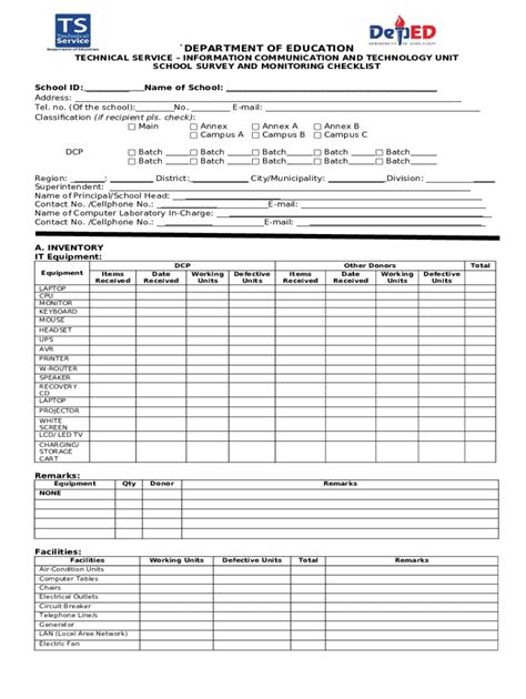 Dcp Dicp School Survey And Monitoring Checklist Docx Doc Template Pdffiller