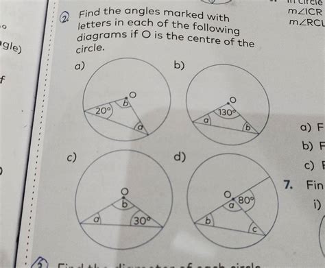 2 find the angles marked with letters in each of the following diagrams