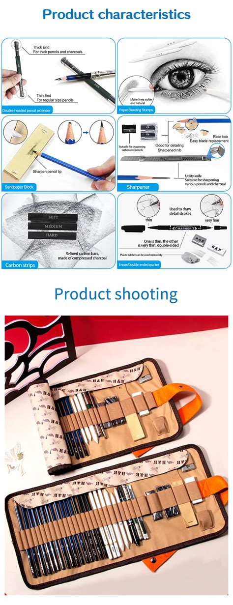 36pcs Portable Artist Sketching Pencil Drawing Kit