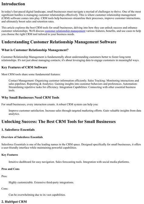 Ppt Unlocking Success The Best Crm Tools For Small Businesses To Enhance Customer R