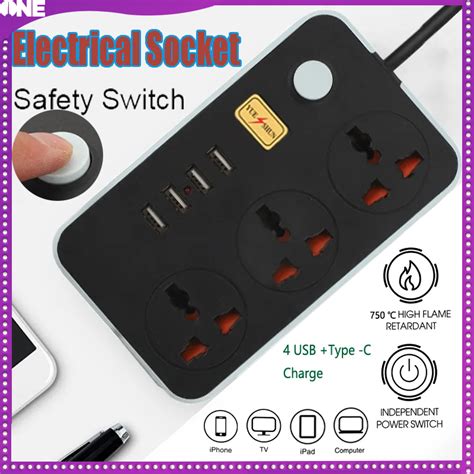 Fjone Universal 3 Power Socket 4 Usb Port Extension Plug Power Socket Electric Sockets Power