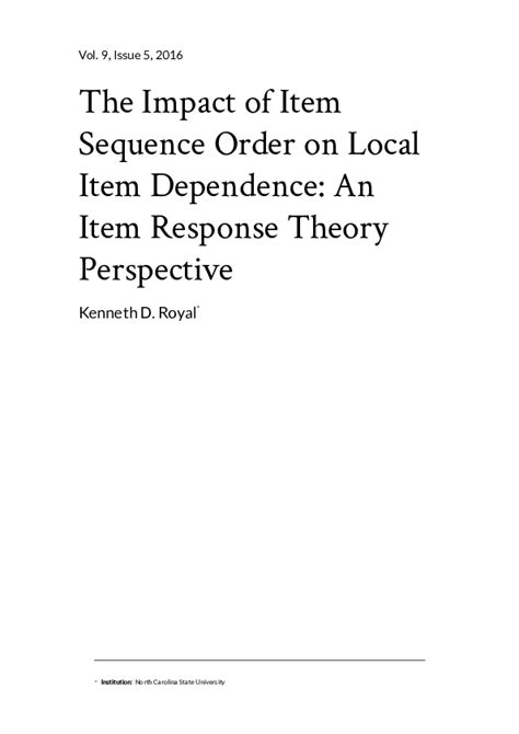 Pdf The Impact Of Item Sequence Order On Local Item Dependence An