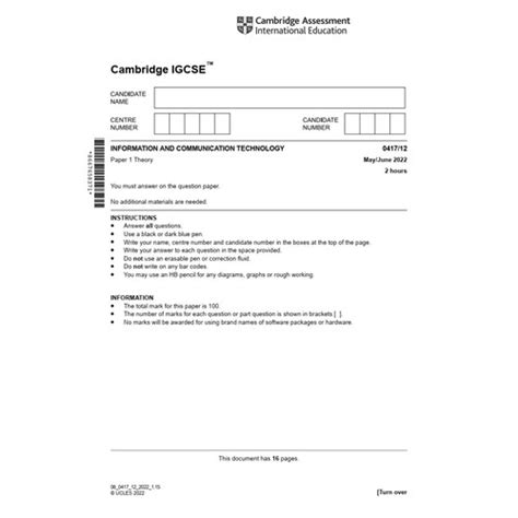 Jual Igcse Ict 0417 2020 2022 May June Past Papers And Mark Schemes Jakarta Barat Cambridge