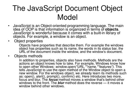Ppt Understanding The Document Object Model Dom In Javascript And