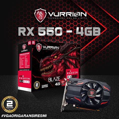 Jual Vga Card Amd Radeon Rx 550 4gb Gddr5 128bit Gpu Vurrion Rx550 Ddr5 Shopee Indonesia