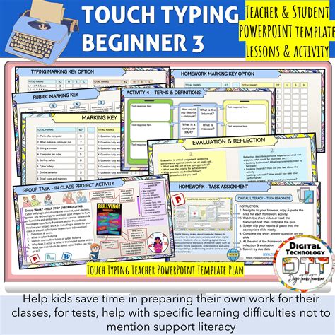 Touch Typing Beginner Powerpoint Editable Template Typing Lesson Computer Lesson Digital