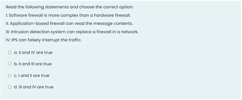 Solved Read The Following Statements And Choose The Correct