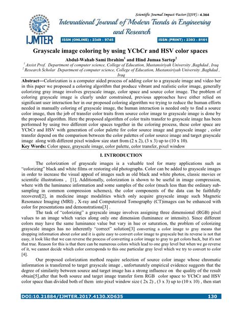 Grayscale Image Coloring By Using Ycbcr And Hsv Color Spaces Docslib