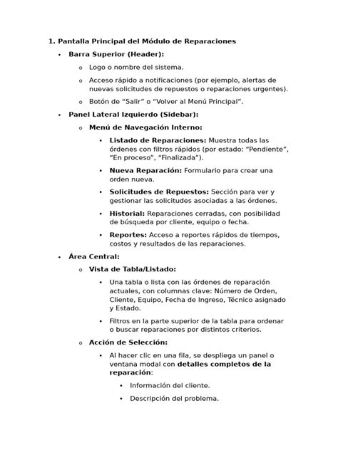 Estructura Modulo Reparaciones Pdf Botón Computación Software