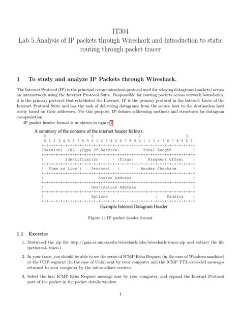 Lab 5 Ip And Icmp Pdf Internet Protocol Suite Internet Protocols