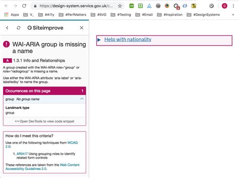 SiteImprove A Group Created With The WAI ARIA Role Group Or Role