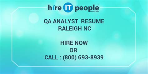 Qa Analyst Resume Raleigh Nc Hire It People We Get It Done