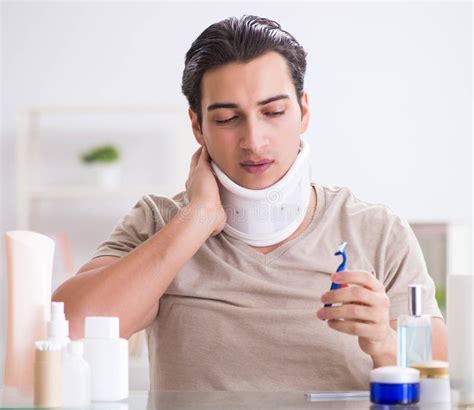 Man With Neck Brace After Whiplash Injury Stock Image Image Of Male
