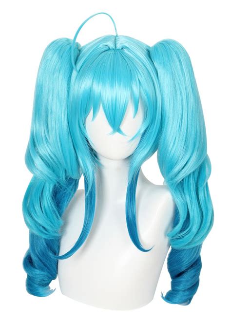 Wholesale Vocaloid Anime Wig 55cm Long Curly Lake Blue Mixed Miku Wig