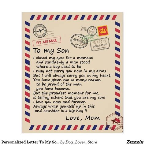 Personalized Letter To My Son From Dad Photo Print Letter For Son