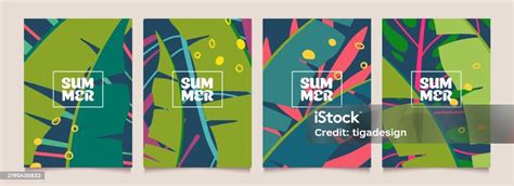추상 열대 여름 배경 이국적인 잎과 함께 자연 패턴이 있는 밝은 템플릿 배너입니다 벡터 일러스트 레이 션 여름 캠프에 대한 스톡 벡터 아트 및 기타 이미지 Istock