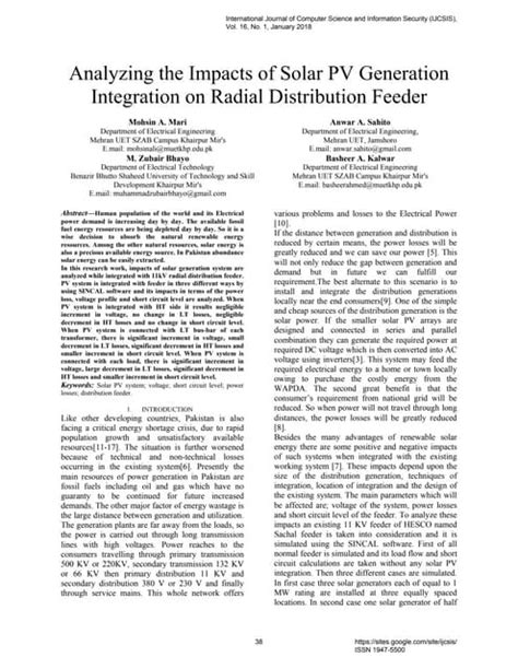 Analyzing The Impacts Of Solar Pv Generation Integration On Radial Distribution Feeder Pdf
