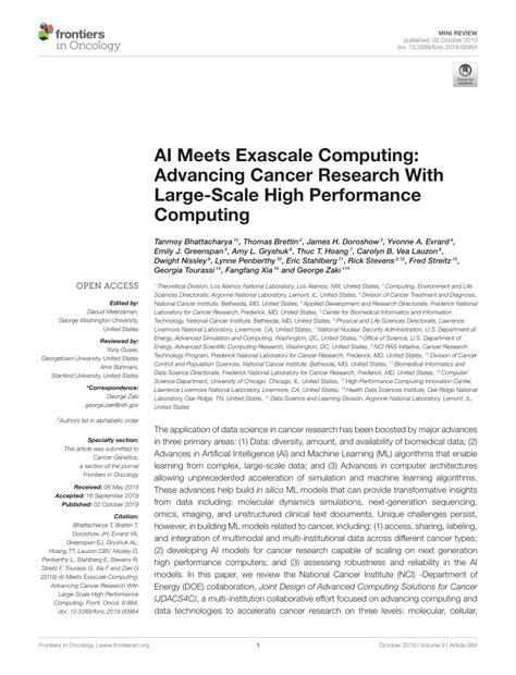 Pdf Ai Meets Exascale Computing Advancing Cancer Research With Large Scale High Performance
