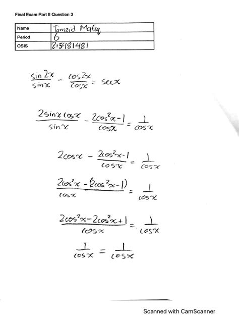 Pre Calc Final Exam Part 2 Question 3 Pdf