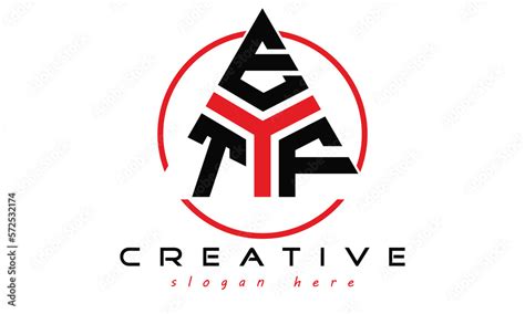 Tef Three Letter Creative Triangle Shape In Circle Logo Design Vector