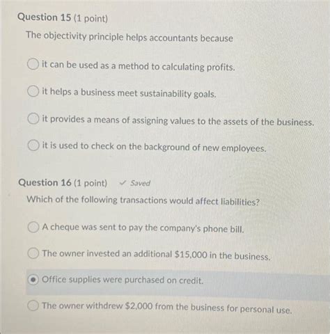 Solved Question 15 1 Point The Objectivity Principle Helps