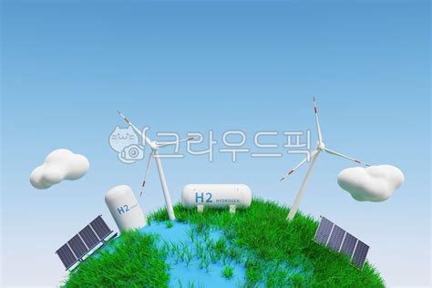 친환경 재생 에너지 전기 풍력 사진이미지일러스트캘리그라피 Meshcube작가
