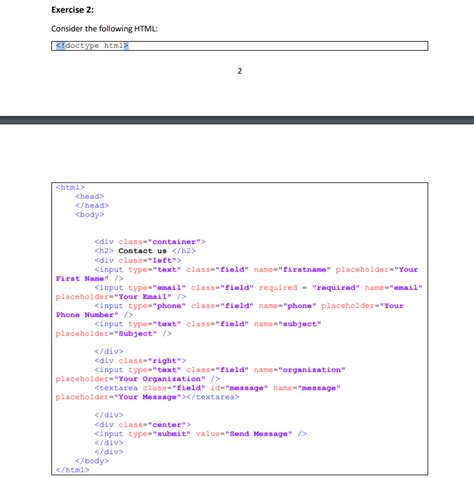 Solved Exercise Consider The Following HTML Chegg Com