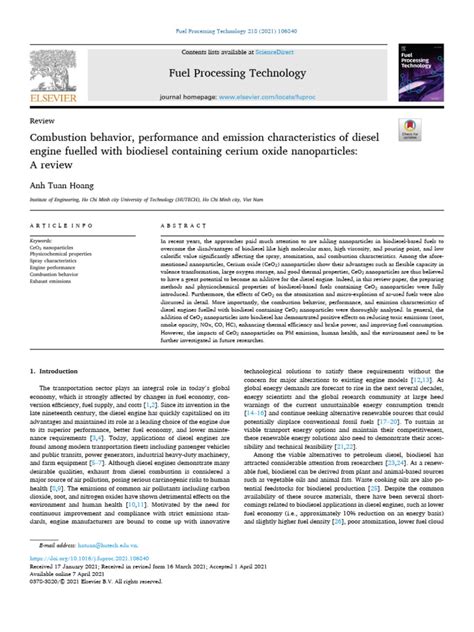 Combustion Behavior Performance And Emission Characteristics Of Diesel Pdf Biodiesel
