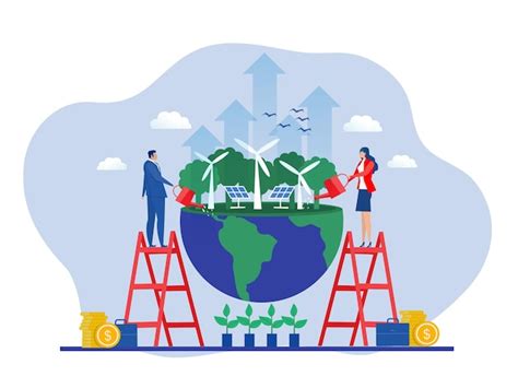 비즈니스 Esg 또는 생태 문제 개념 비즈니스 투자 에너지원 자원 보존 프리미엄 벡터