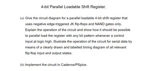 Solved 4 Bit Parallel Loadable Shift Register A Give The