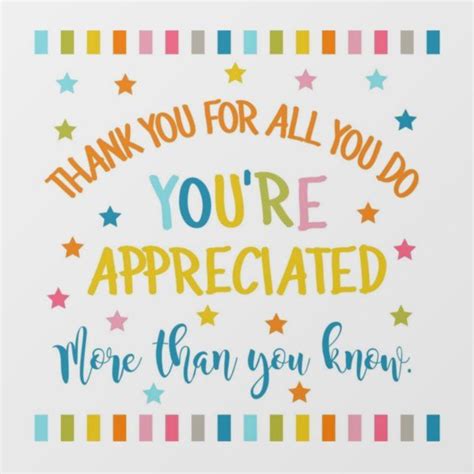Thank You For All You Do Youre Appreciated Smore Window Cling