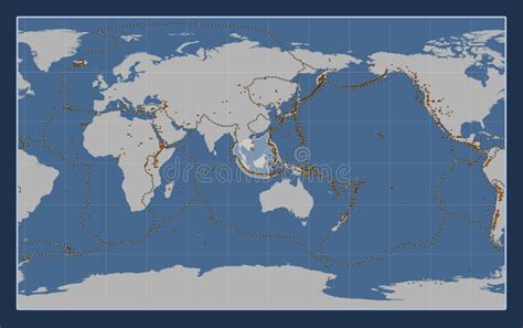 Sunda Tectonic Plate Contour Compact Miller Volcanoes And Bou Stock Illustration