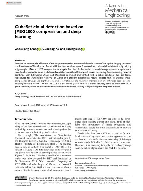 Pdf Cubesat Cloud Detection Based On Jpeg2000 Compression And Deep Learning