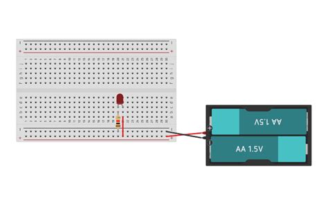 Circuit Design Encender Led Con Batería 3v Y Resistencia Tinkercad