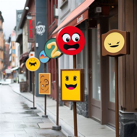 Dynamic Emoji Signs Capturing Attention In The Vibrant City Stock Illustration Illustration Of