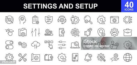 설정 및 설정 아이콘 설정 Ui 아이콘 집합입니다 기어 조정 설정 기본 설정과 같은 아이콘이 포함되어 있으며 옵션 컨트롤 서비스