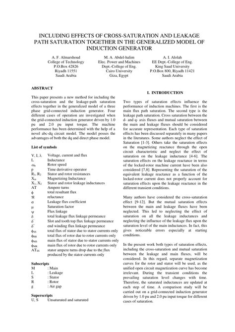 Pdf Including Effects Of Cross Saturation And Leakage Path Saturation