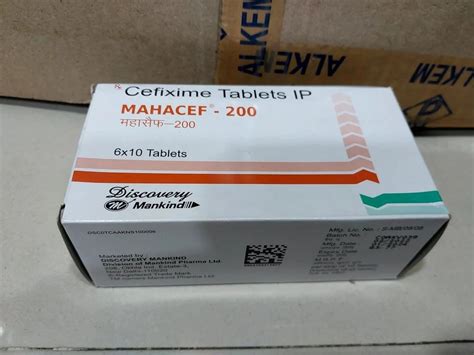 Cefixime Tablets 200mg Strength Oral Medication Box Packaging 6x10 Tablets Composition