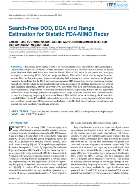 Pdf Search Free Dod Doa And Range Estimation For Bistatic Fda Mimo Radar