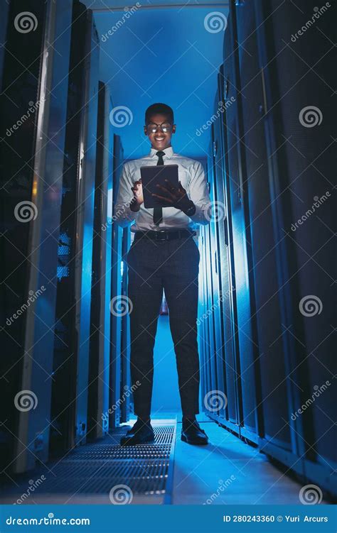 The Server Room Is My Home Full Length Shot Of A Young It Specialist