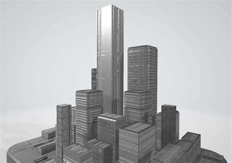 金属城市大楼gltf 麒跃科技