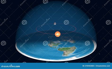 Geocentric Model Of Flat Earth Side View Topographic Map Stock