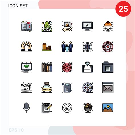 Stock Vector Icon Pack Of 25 Line Signs And Symbols For Automation Imac Film Device Computer