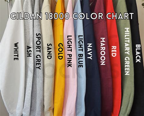 Gildan Color Chart Gildan Color Guide Gildan Color Chart Color Chart For Gilda