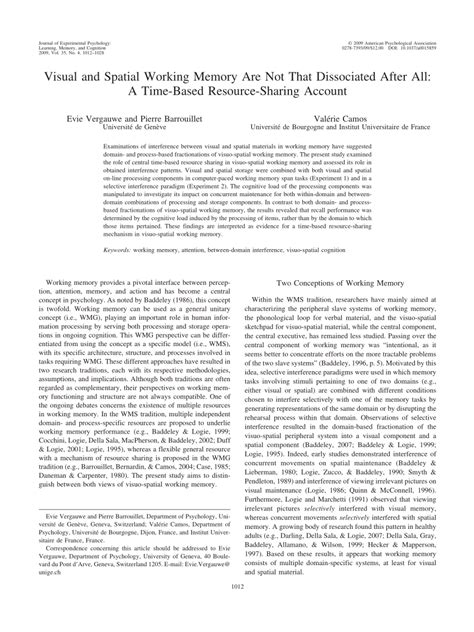 Pdf Visual And Spatial Working Memory Are Not That Dissociated After