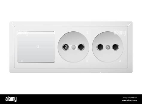 Electrical Socket Type C With Switch Power Plug Vector Illustration Realistic Receptacle From