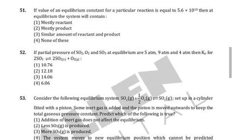 If Partial Pressure Of So2 O2 And So3 At Equilibrium Are 5 Atm 9 Atm A