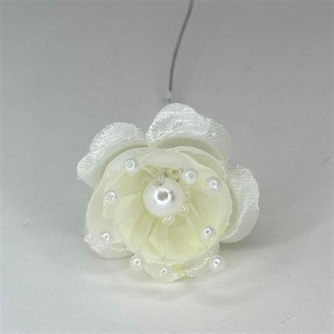 Organza And Satin Flower With Pearl Spray Ivory72 Flowers Jenly