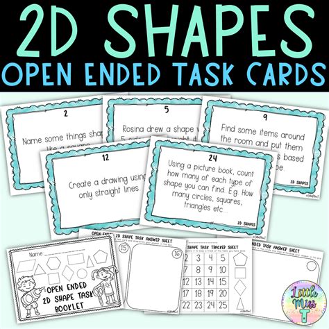 2D Shapes Task Cards Open Ended Math Questions Math Workbook