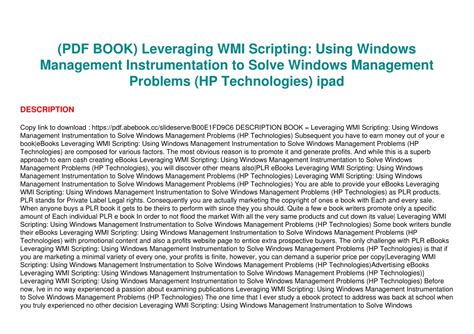 Ppt Pdf Book Leveraging Wmi Scripting Using Windows Management
